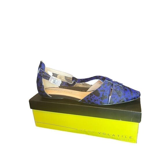 Shoes | Very Volatile Los Angeleswoman Blue Leather Calf Hair Flat ...